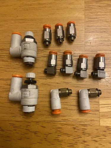 Mix Lot Of SMC push-to-connect 90 deg swivel flow control air fitting 5 ...
