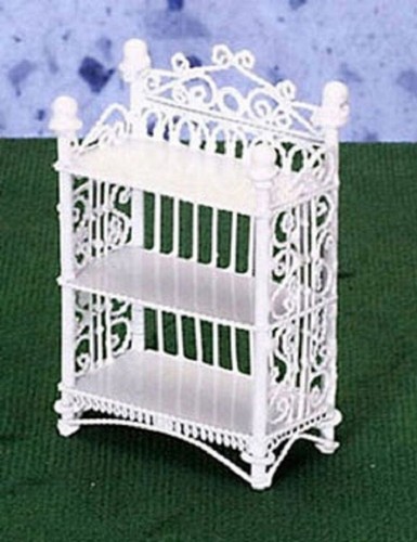 Dollhouse Miniature White Wire Three Tier Bookcase 717425711168| eBay