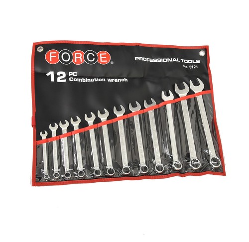 Force 5121 8-23mm / 5121S 1/4"-15/16" 12pc Combination Open Ring Wrench ...