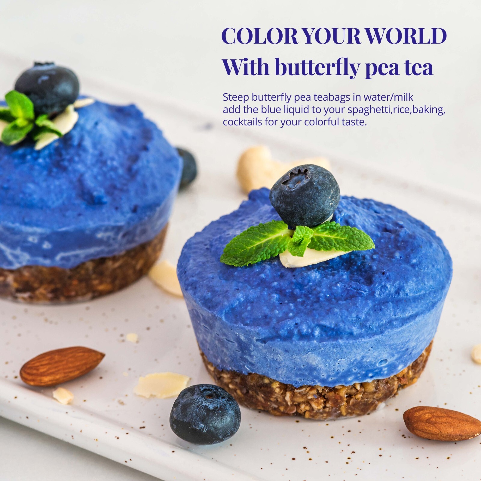 75 Butterfly Pea Flowers Tea Bags, Pure Dried Butterfly Pea Flower ...