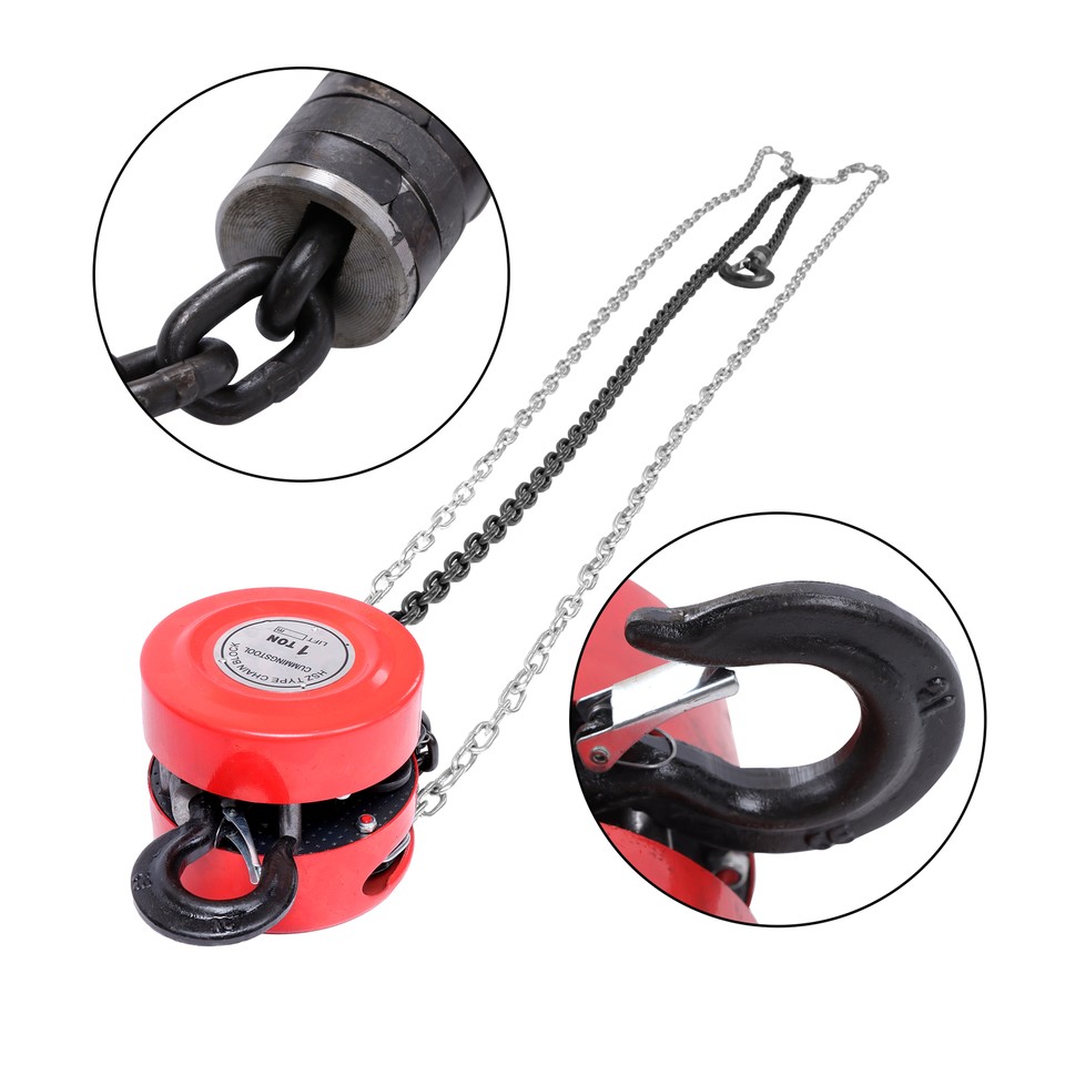 1 Ton / 2200Lbs Chain Hoist Manual Puller Block Fall Chain 10FT with ...