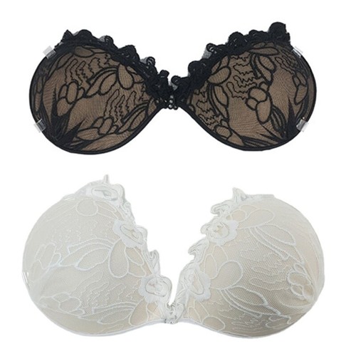 Women Strapless Silicone Lace Sticky Bras Breast Lifting Front Clip ...