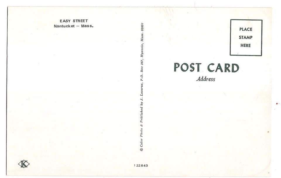 EASY STREET Scene Flowers Garden NANTUCKET Massachusetts MA Postcard ...