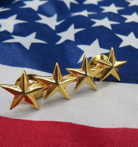 One 4 Star Rank Gold Shirt Collar General Sheriff Police Fire Chief Pin ...