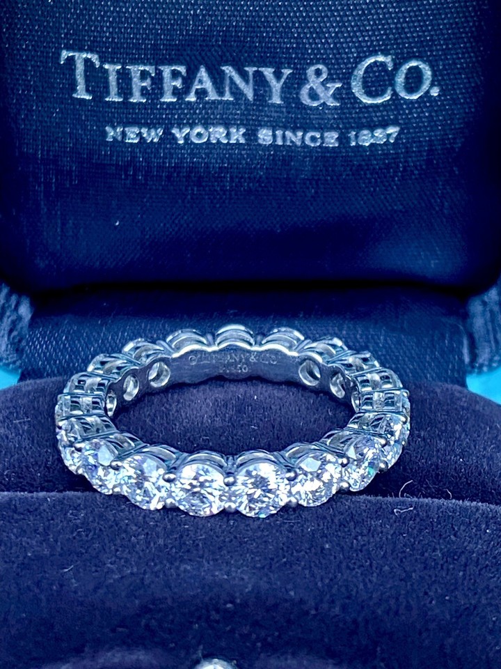 Tiffany Co 3.7mm Platinum 3.0ct Diamond Forever Eternity Wedding Band 6 ...
