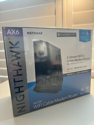 NEW- Netgear Nighthawk WiFi Cable Modem Router/Gateway. Model AX2700 ...