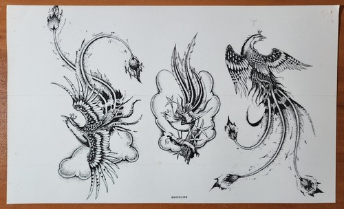VINTAGE Traditional 1982 Guideline Tattoo Flash Sheet Shop Used Phoenix ...