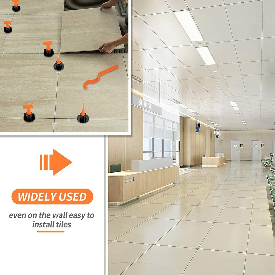 200 X Tile Leveling System 1/8" Reusable Tile Leveler Spacers Clips + 4 ...