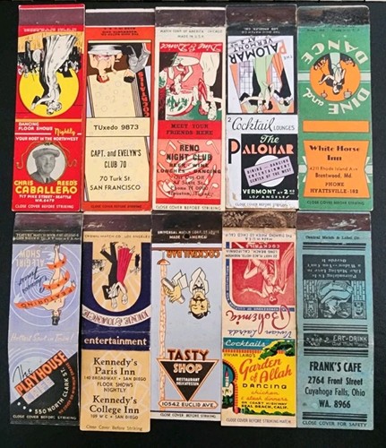 10 OLD NIGHT CLUB RELATED MATCHBOOK COVERS | eBay