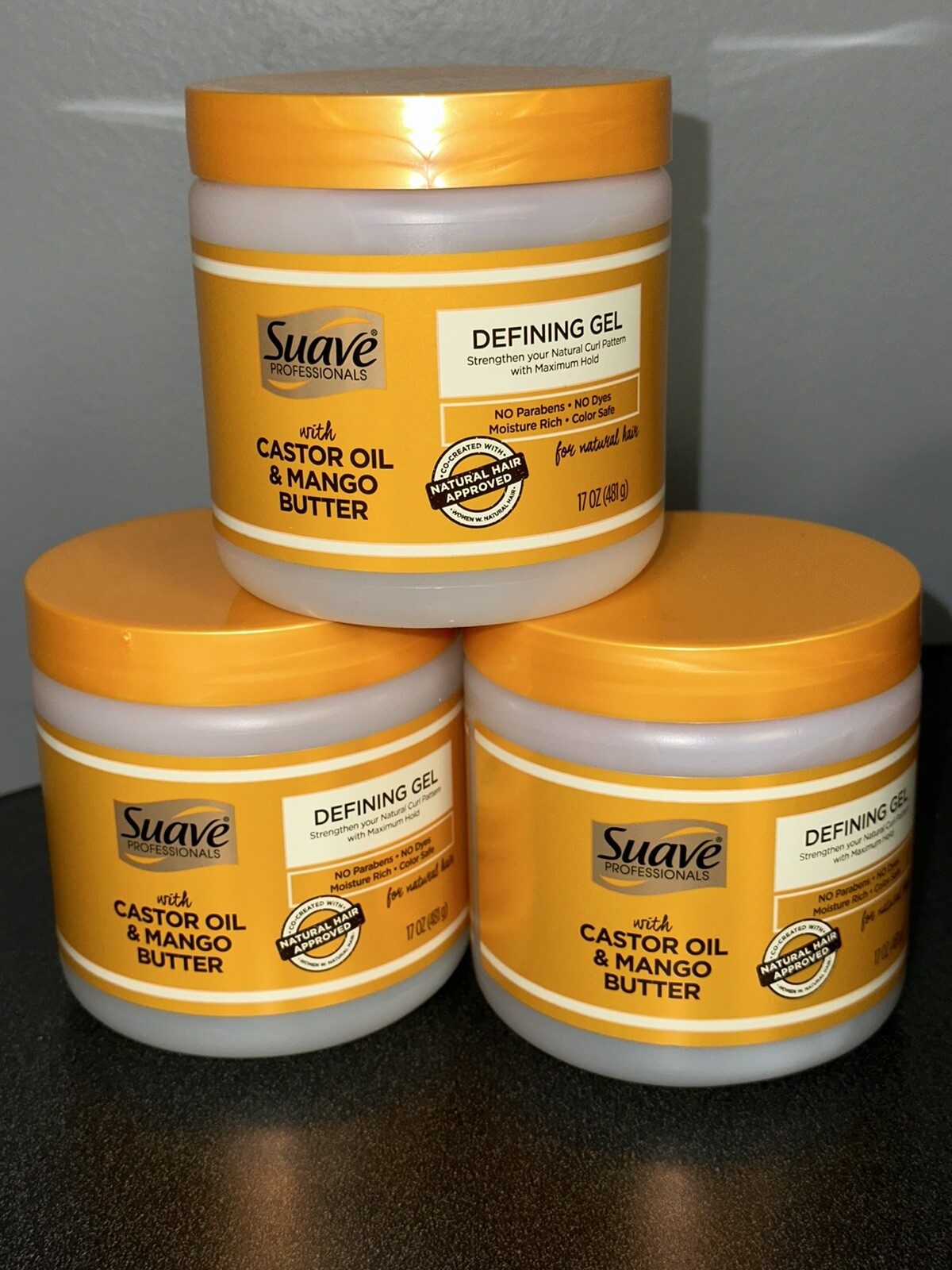 3 Pack of Suave Professionals DEFINING GEL With Castor Oil And Mango ...