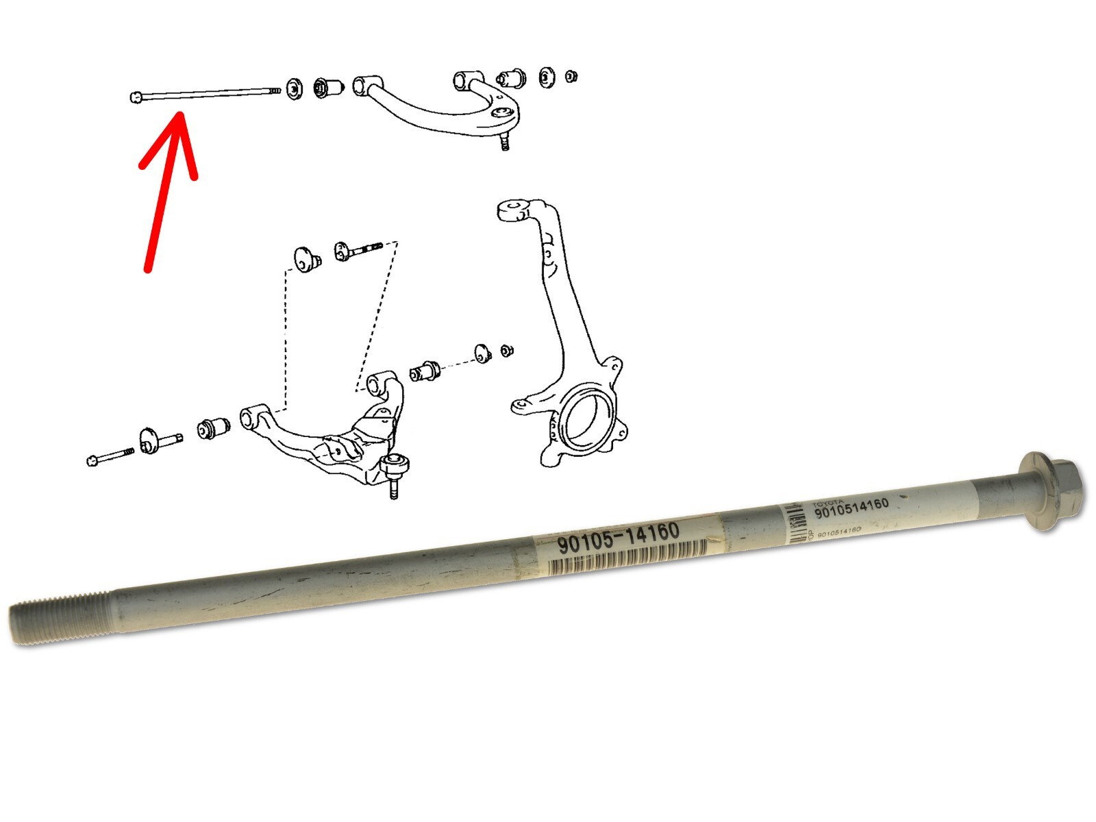 Bolt Front Arm 90105-14160 OE for Toyota 4Runner Land Cruiser Lexus Gx ...