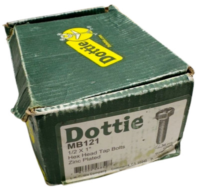 (Box of 26) Dottie MB121 Zinc Plated 1/2 x 1 Hex Head Tap Bolt **Free ...