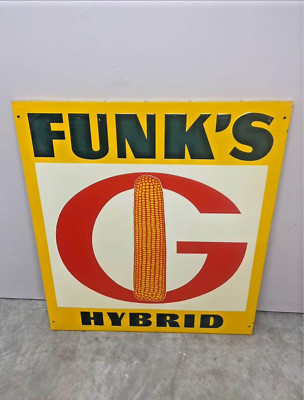 Funk’s Hybrid Large Vintage Seed Advertisement Sign Signage 40” x 45 ...