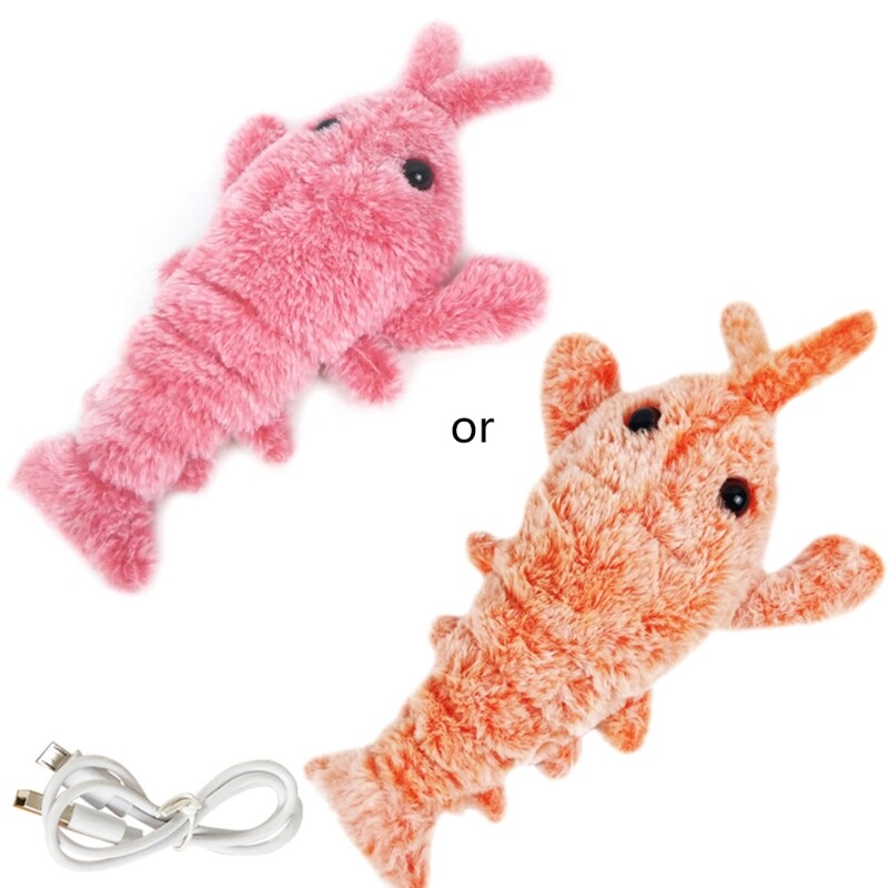 Moving Shrimp Toy for Cats Plush Lobster Interactive Pet Chew Toys for ...