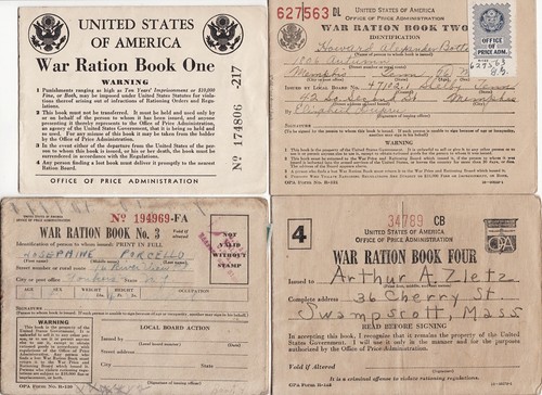 USA WAR RATION BOOK One + Two + No.3 + Four Set 4 pcs 1942-43 with 80 ...