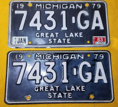 VINTAGE 1979 MICHIGAN WATER WINTER WONDERLAND LICENSE PLATE PAIR 7431 ...
