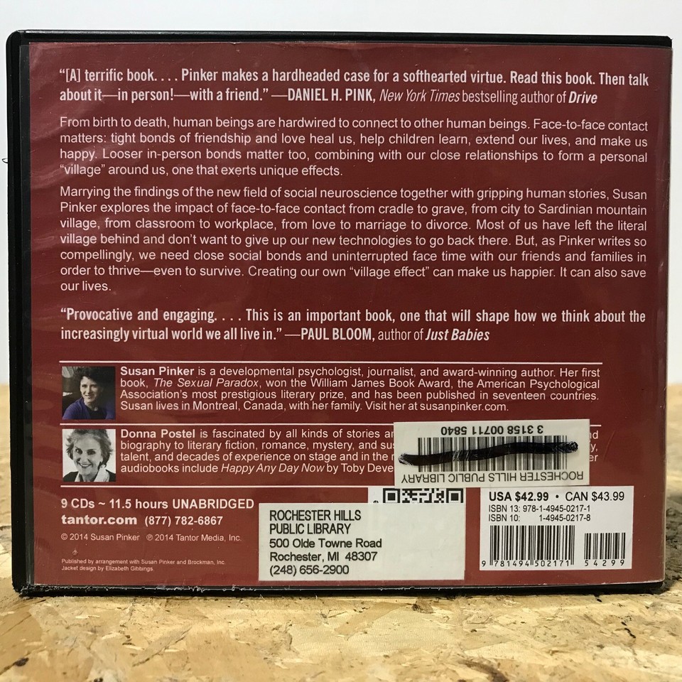 The Village Effect by Susan Pinker ExLibrary 9 CD Unabridged Audiobook ...
