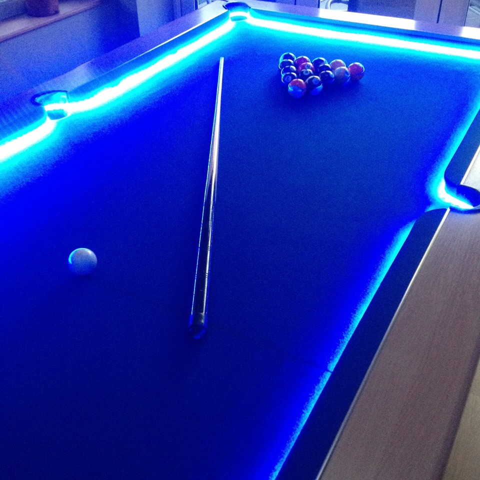 Bar Billiard Pool Table Bumper LED RGB Colour Changing Lights Remote ...