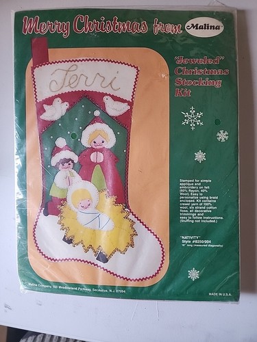 Vtg Felt Sequin Nativity Jeweled Stocking Kit Malina 8250 Sealed pkg | eBay