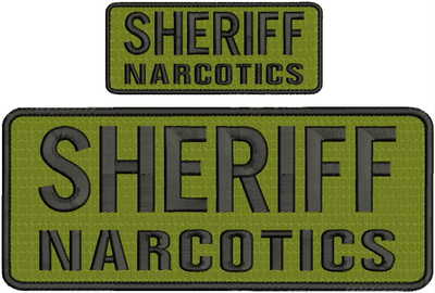 "SHERIFF NARCOTICS" embroidery patch 4x10 and 2x5 inches hook OD green ...