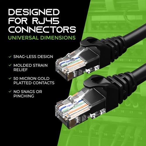 GearIT 20-Pack Cat6 Patch Cable 1 Foot Cat 6 Ethernet Cable Snagless ...