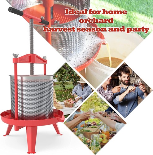 3.69Gallon/14L Stainless Steel Fruit Wine Press Cider Grape Crusher ...