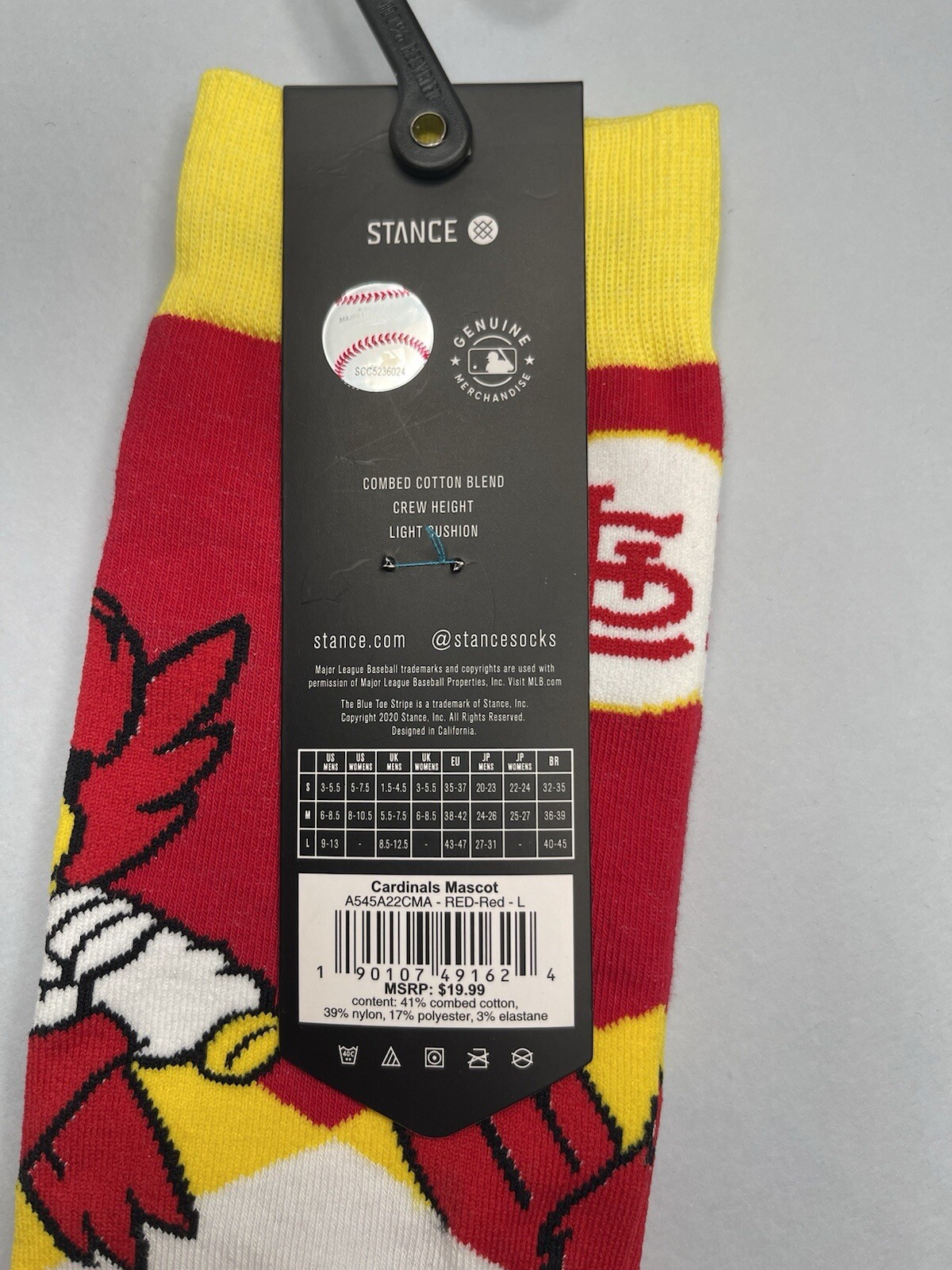Stance Adult Red Crew Cotton MLB Baseball St Louis Cardinals Mascot ...