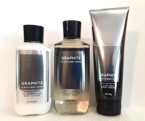 BBW Graphite Lotion 3in1 Hair Body Face Wash & Ultra Shea Cream Mens ...