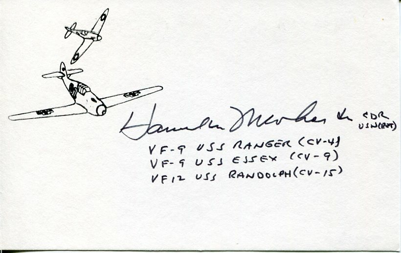 Hamilton McWhorter WWII War Fighter Pilot Navy Double Ace DFC Signed ...