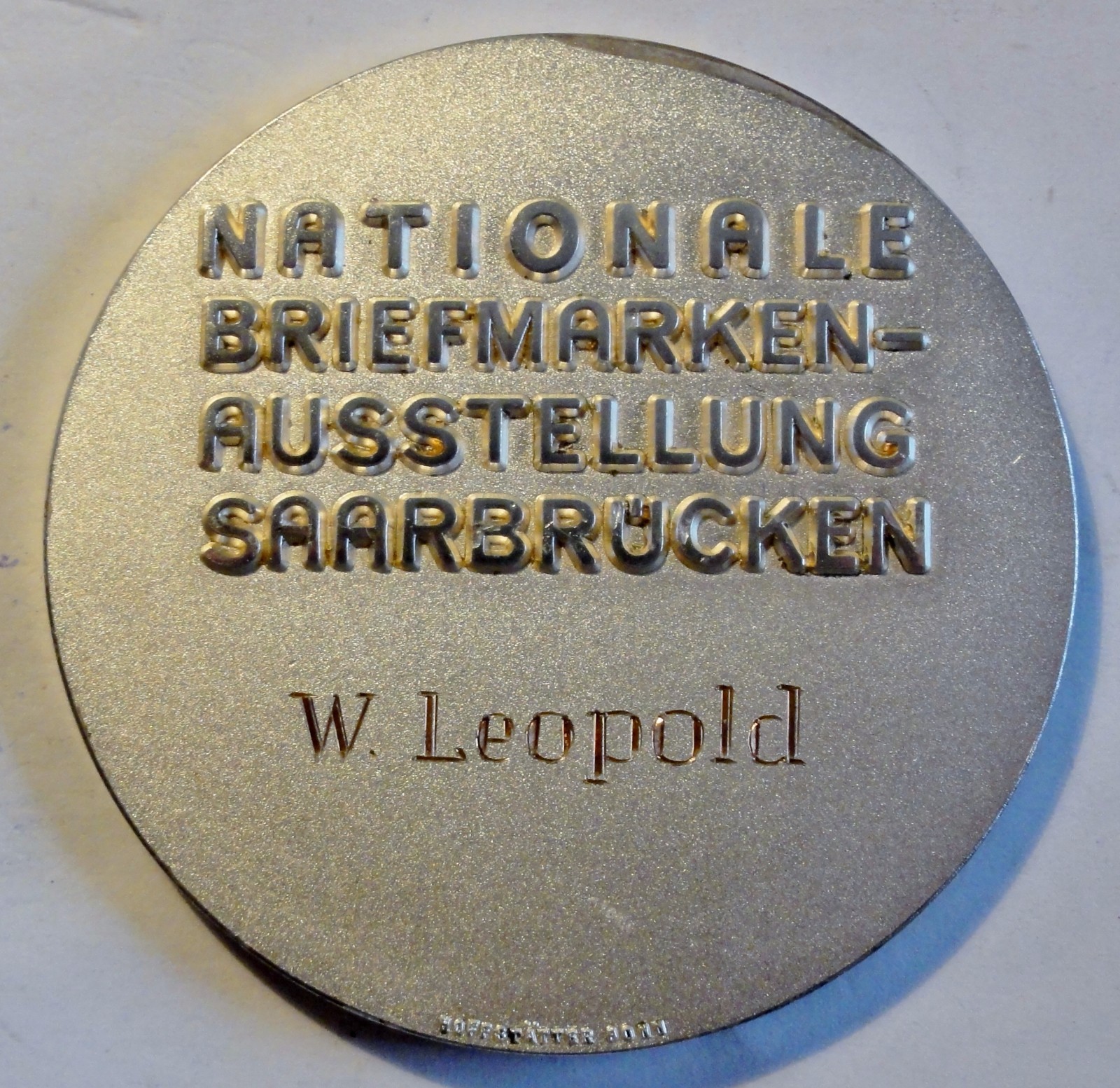 Saarbrücken 1970 "SABRIA´70" Silber-farbige Medaille - Briefmarken ...