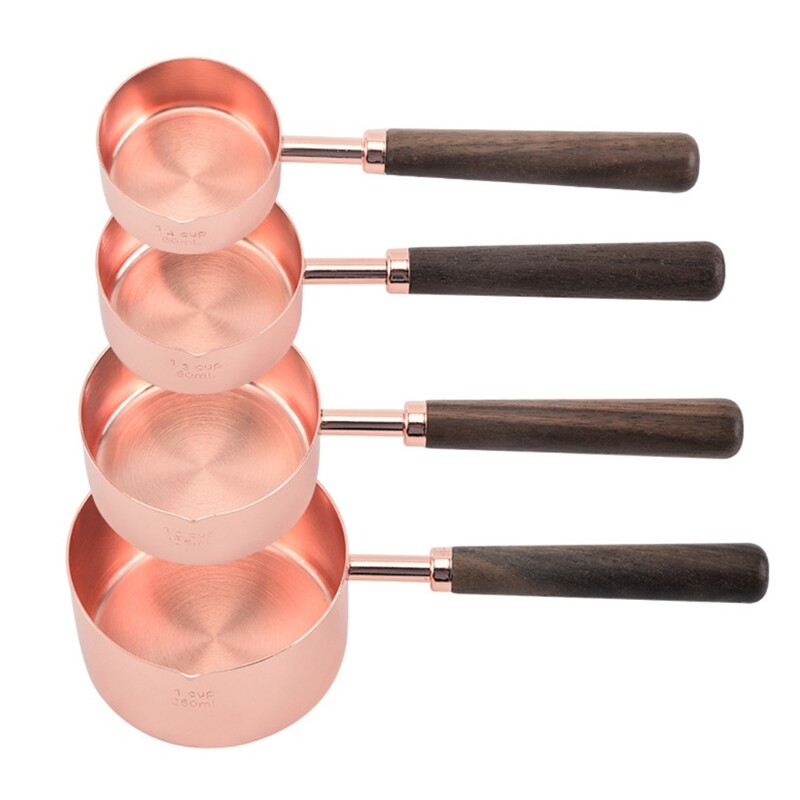 Measuring Sugar Cups/Spoon Walnut Handle Household Kitchen Baking Tools ...