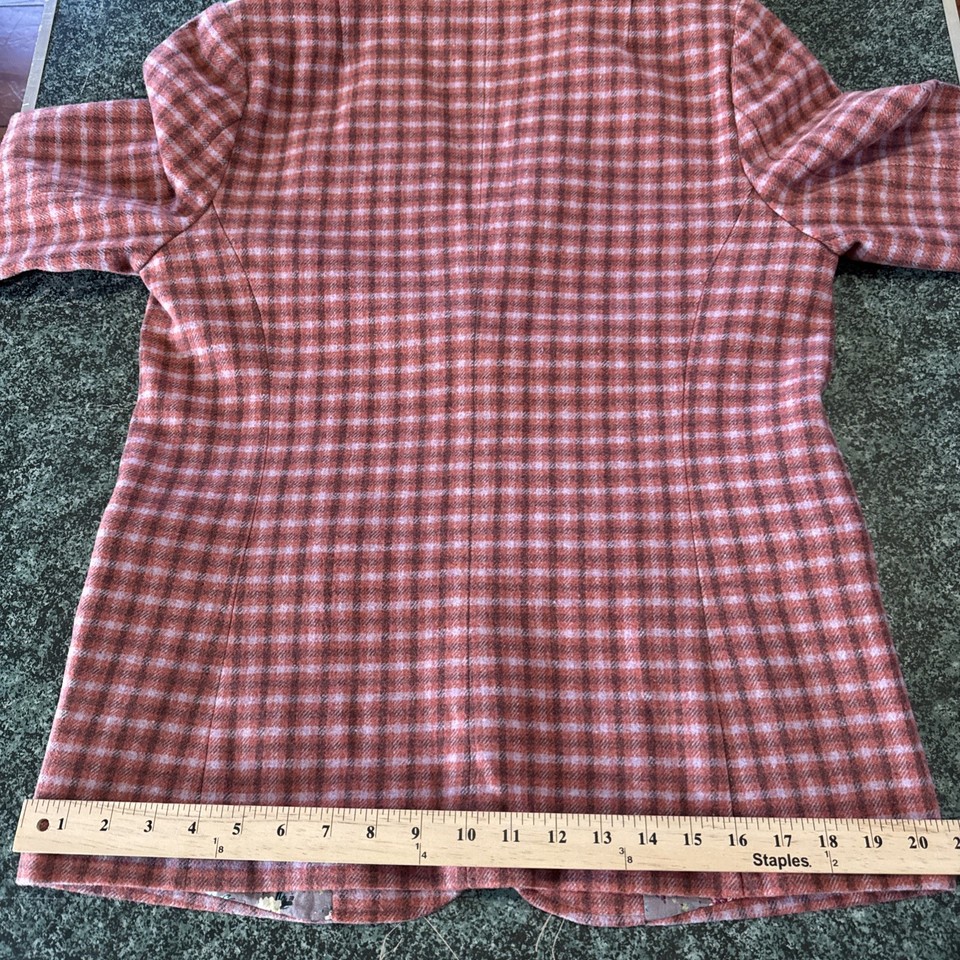 Sundance The Lisa Blazer Pink Plaid Wool Blend Jacket Size Large Floral ...
