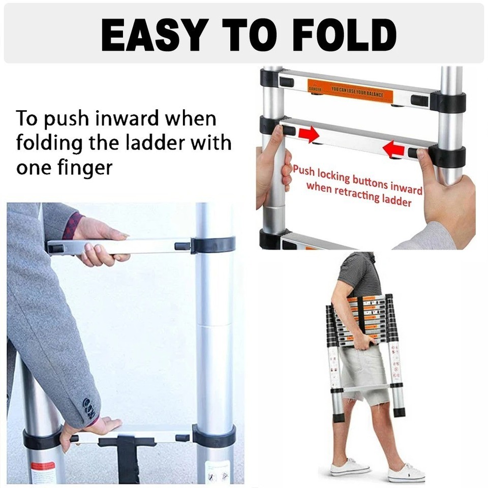 Telescopic Ladder 2.6M–5M | Folding Loft & Roof Ladder | Compact ...