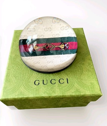 SALE Gucci Horsebit Web & Interlocking G Green & Red Stripe Paperweight ...