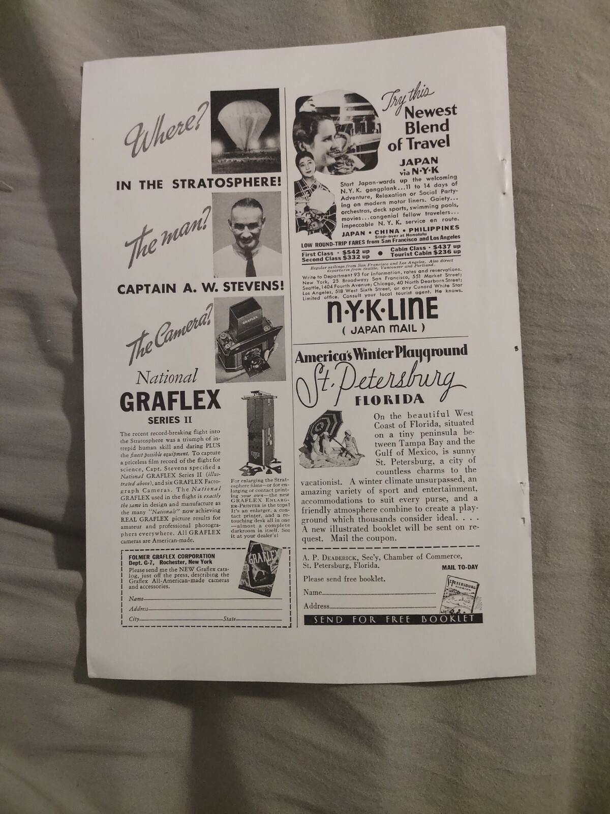 1936 print ad-Explorer II-National Graflex Series II & Factograph ...