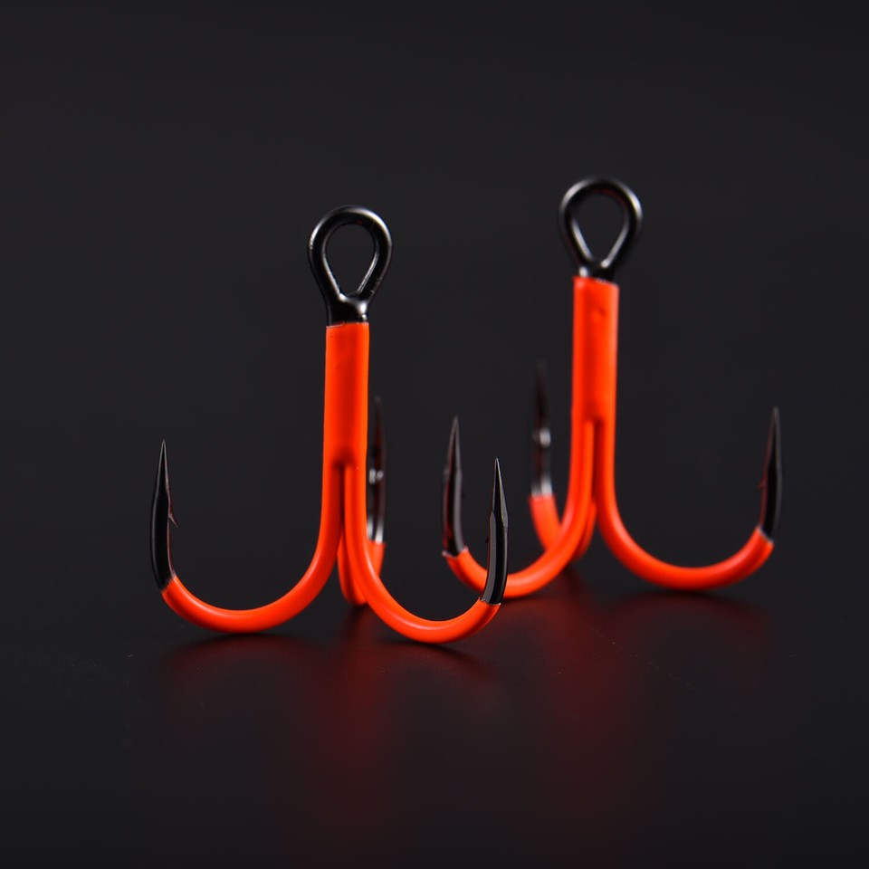 BKK Spear 21-UVO Drilling Orange Fishing Hooks Treble Hooks Predator ...