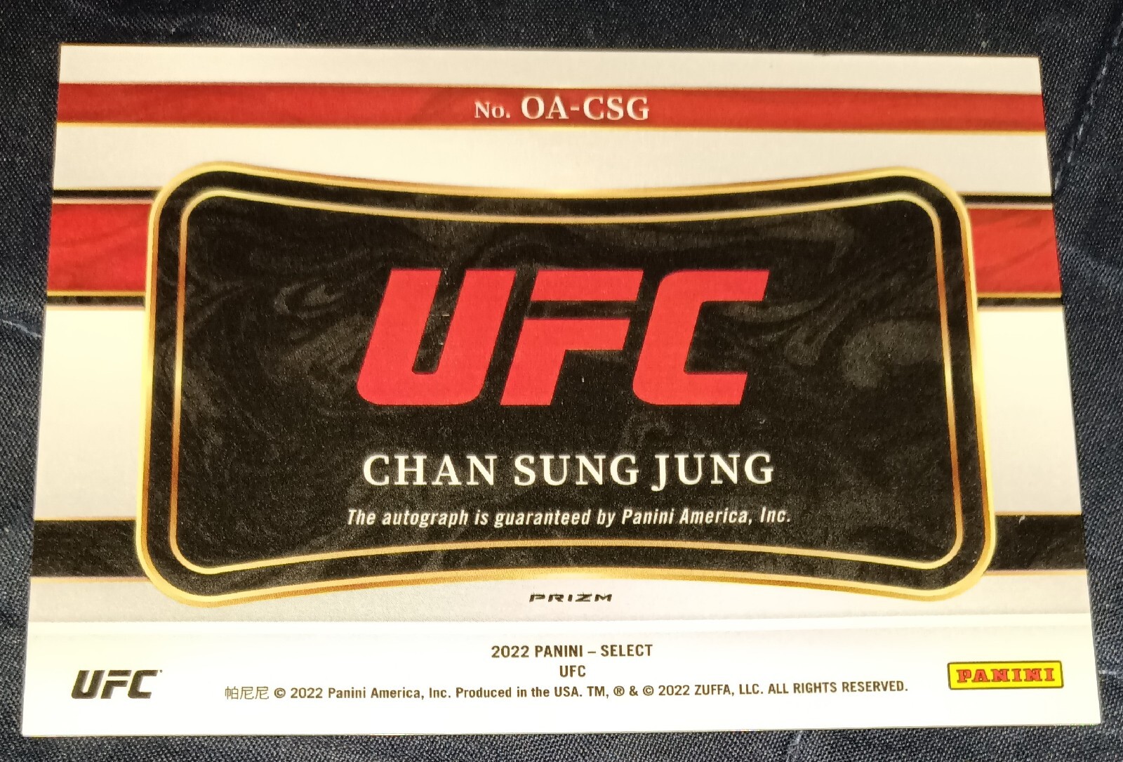 2022 Panini Select UFC - Octagon Action Signatures Chan Sung Jung #OA ...