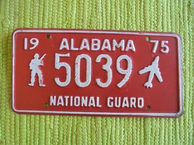 1975 Alabama National Guard License Plate Soldier Jet Airplane AL 75 ...