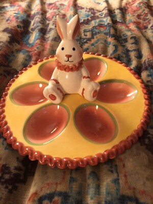WCL EASTER BUNNY Ceramic Deviled Egg Plate/Dish NWT | eBay