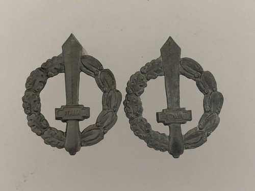 GENUINE WWII Italian RSI Gladius zinc metal collar badges insignia PAIR ...