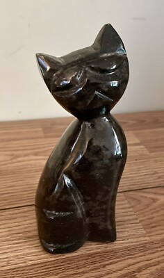Vintage Stone/Marble Cat Sitting Figurine Statue Cat 7” | eBay