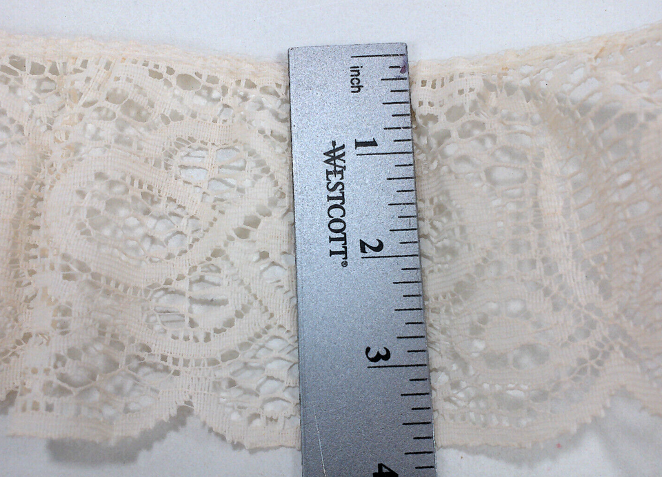 Vtg Lace Bolt 2 Yds 4" Cream Color Floral Ruffled Sewing Trim Doll ...