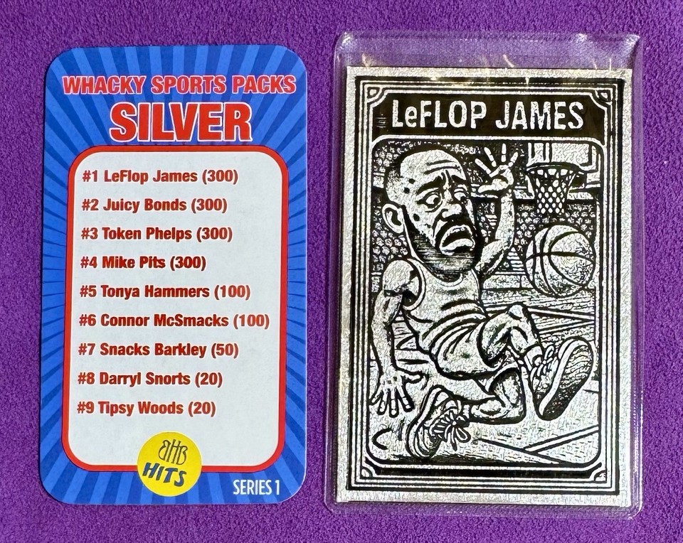 WACKY SPORTS PACK 1 0Z SILVER LEBRON LEFLOP JAMES .999 SILVER BAR CARD ...
