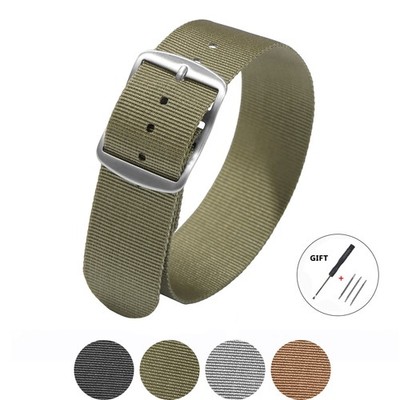 20mm Thin Horizontal Stripes Nylon Watch Band Strap Braid Ballistic ...