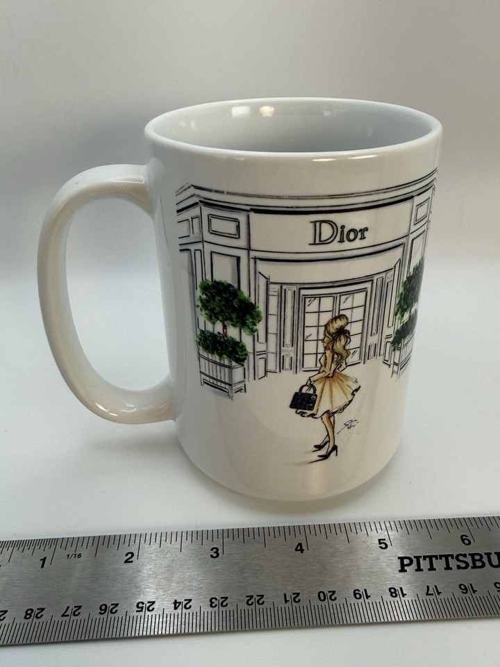 Christian Dior Boutique Scene Coffee Mug Fashion Paris Lady Art Cup | eBay