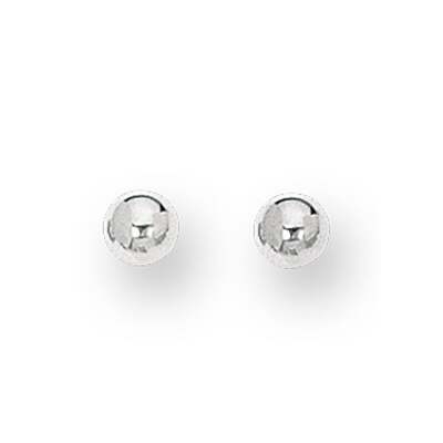 JewelStop 14K White Gold Polished Finish 5mm Post Earrings with Push ...