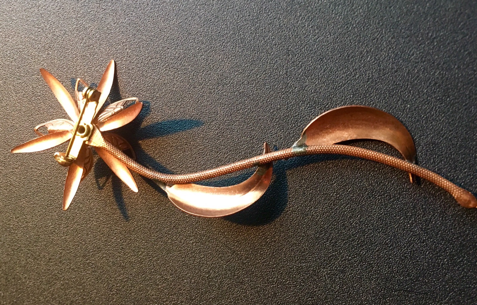 Vintage Copper Long Brooch Pin Mid Century Daisy Flower Detailed ...