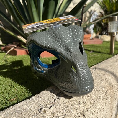 Jurassic Park VELOCIRAPTOR BLUE Dinosaur Dino Mask Raptor Movie World ...