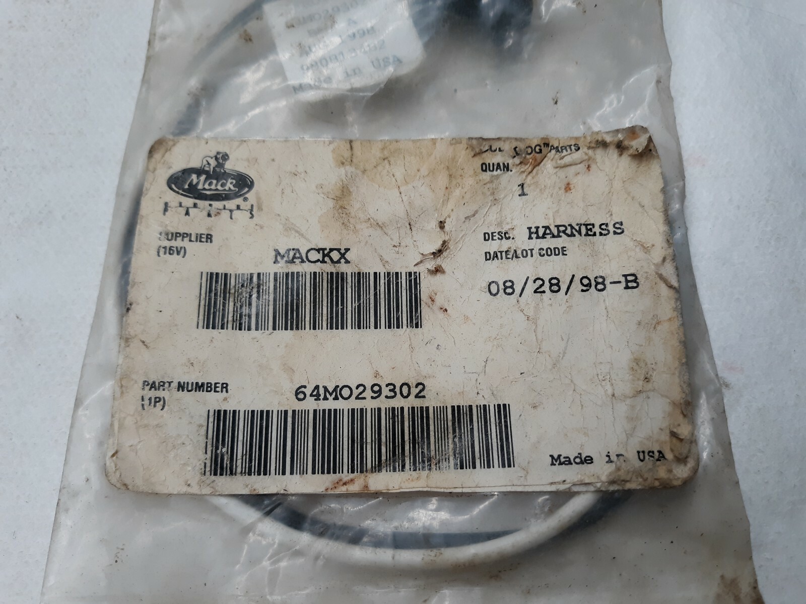 NOS Mack Harness Socket 64MO29302 Pigtail Date/lot/code 08/28/98 | eBay