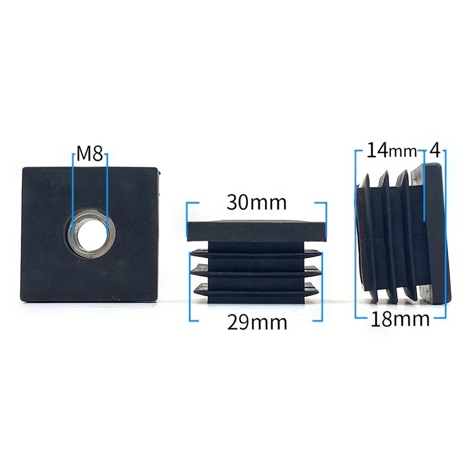 Plastic Square Pipe Plugs with Nut for Adjusting Height Balance of ...